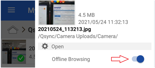 In Qsync Pro for both Android and iOS, where can I find files that have been set as Offline ...