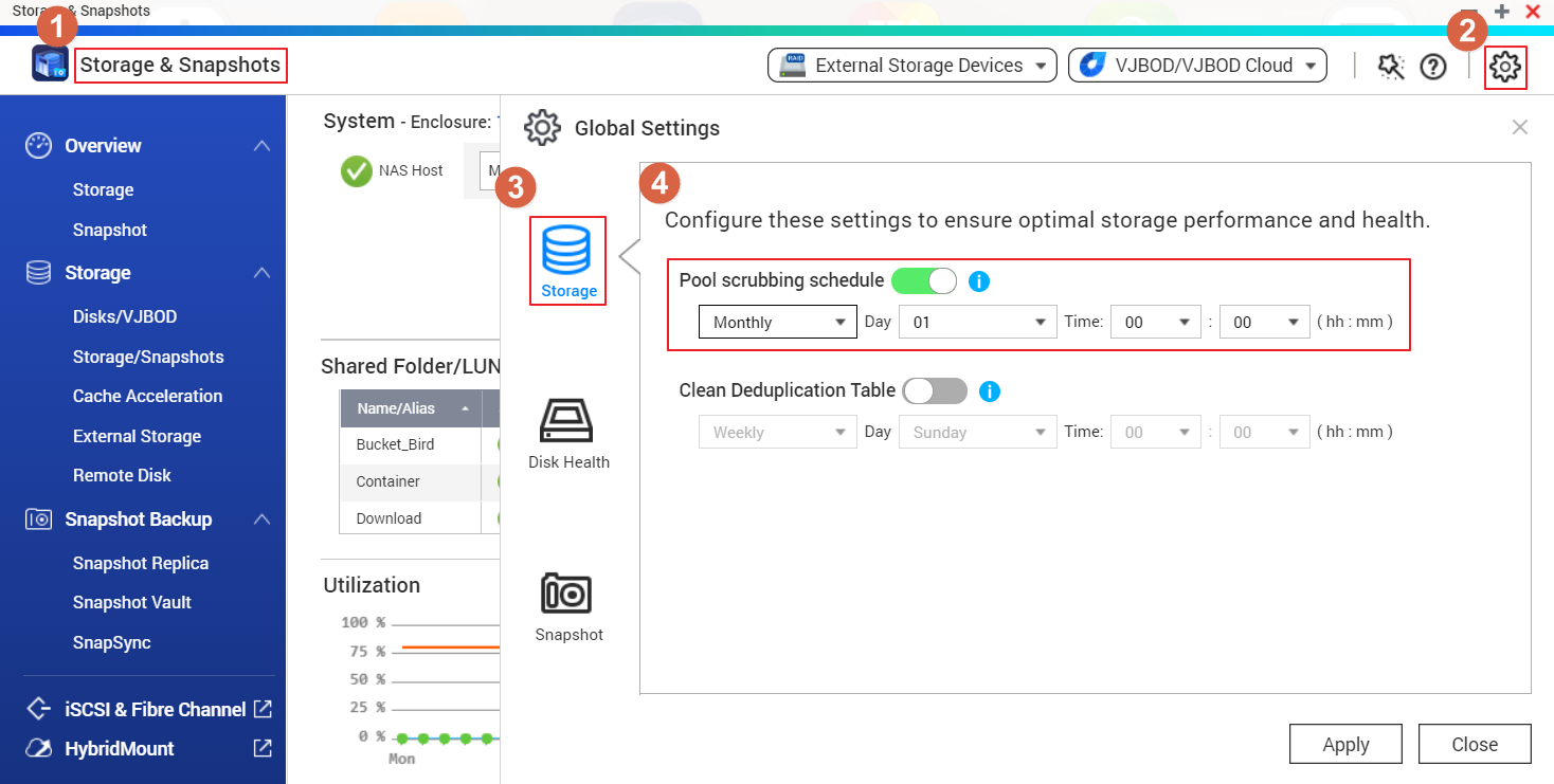 How can I enable pool scrubbing in QuTS hero and QES? | QNAP (US)