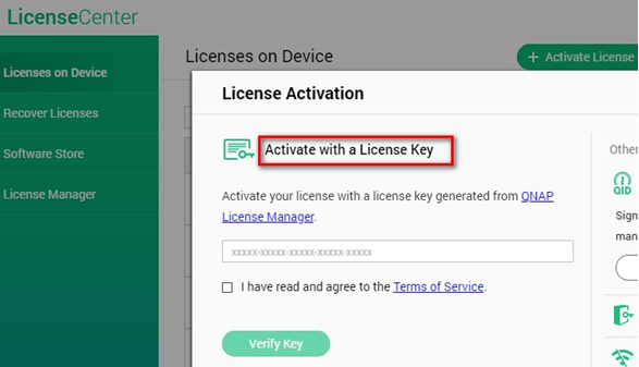 What is the difference between a product key and a license key? | QNAP