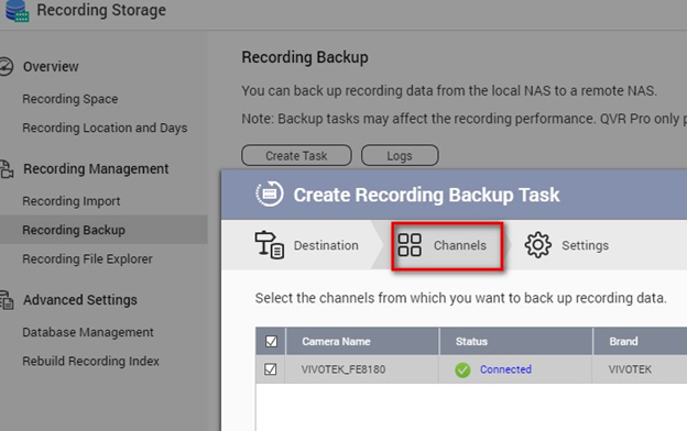 How to backup recordings to another NAS device? | QNAP