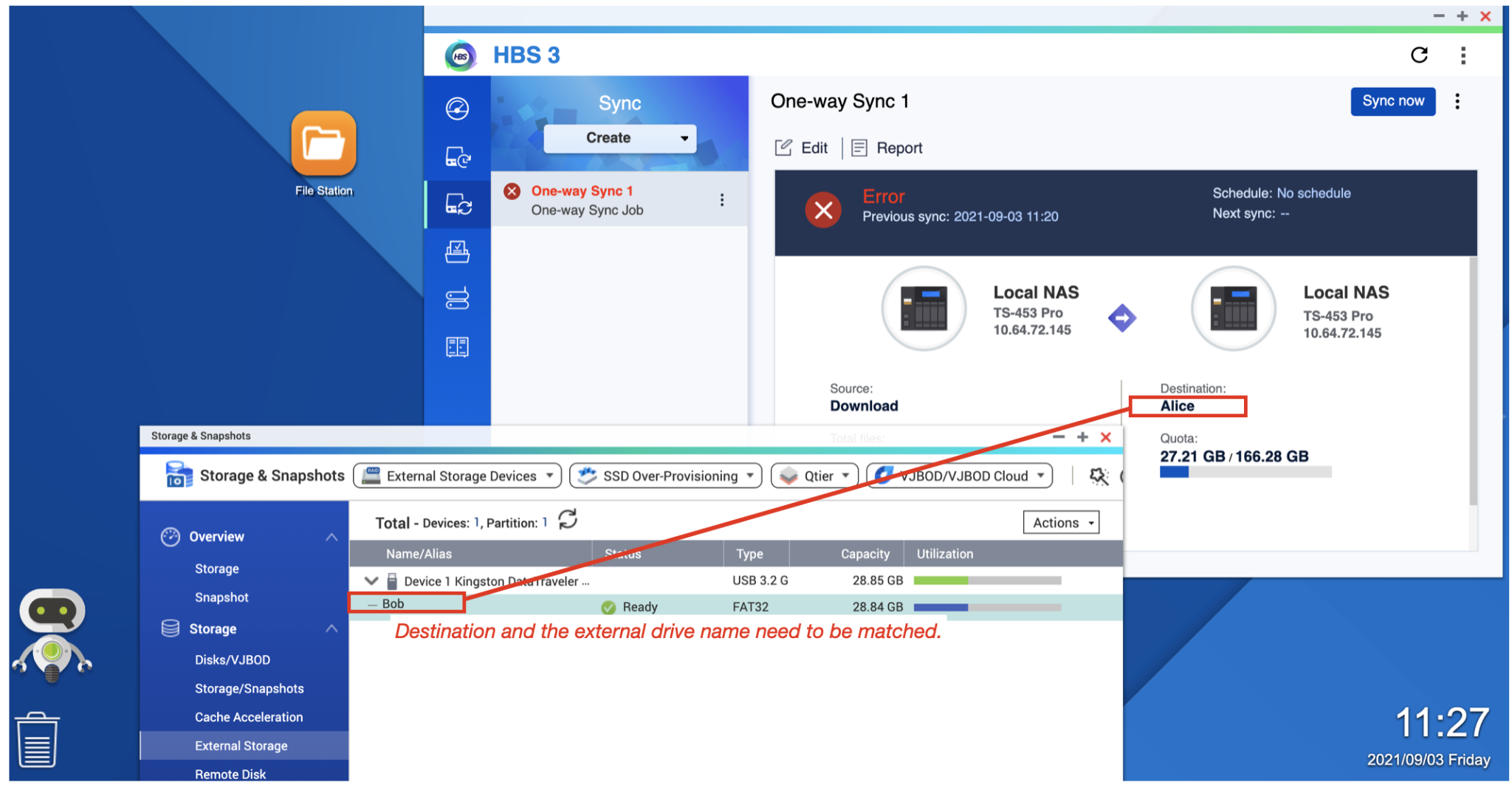 Why did my HBS job fail with a "Folder pairs are invalid or ...