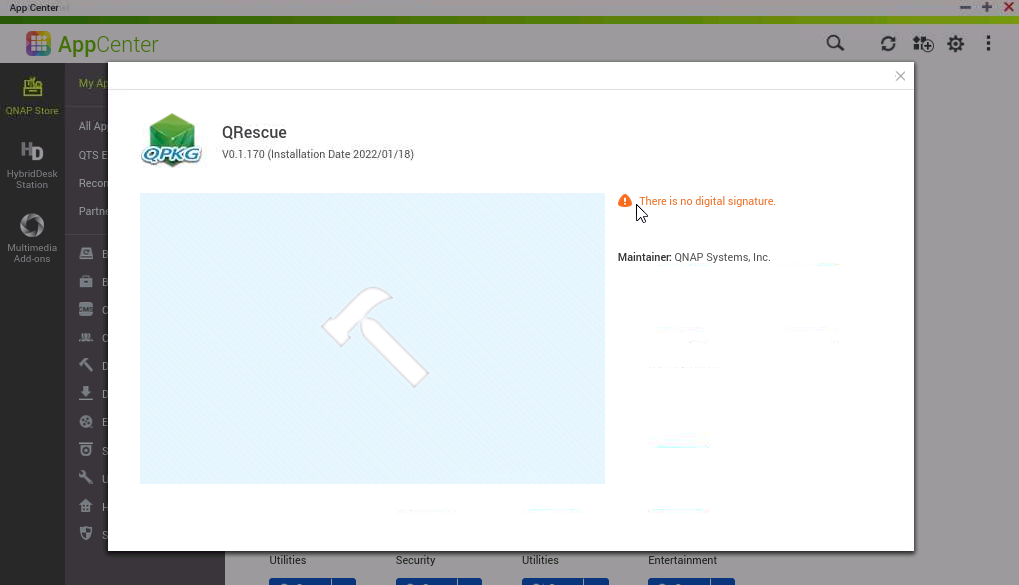 How do I run Qrescue if the open button is not shown? | QNAP (US)
