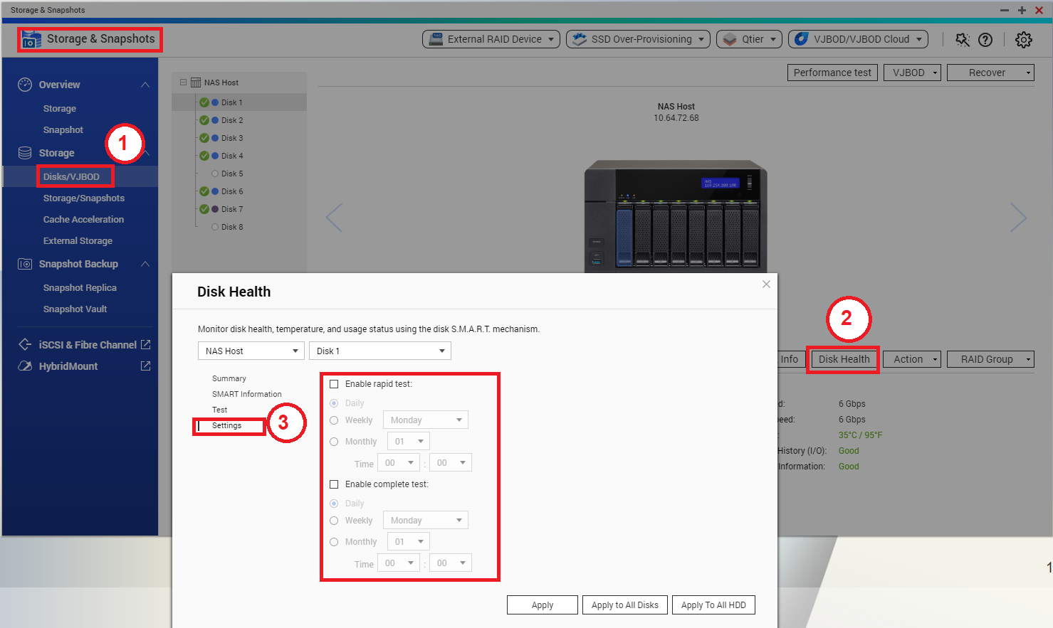 Can I Schedule a SMART Test | QNAP