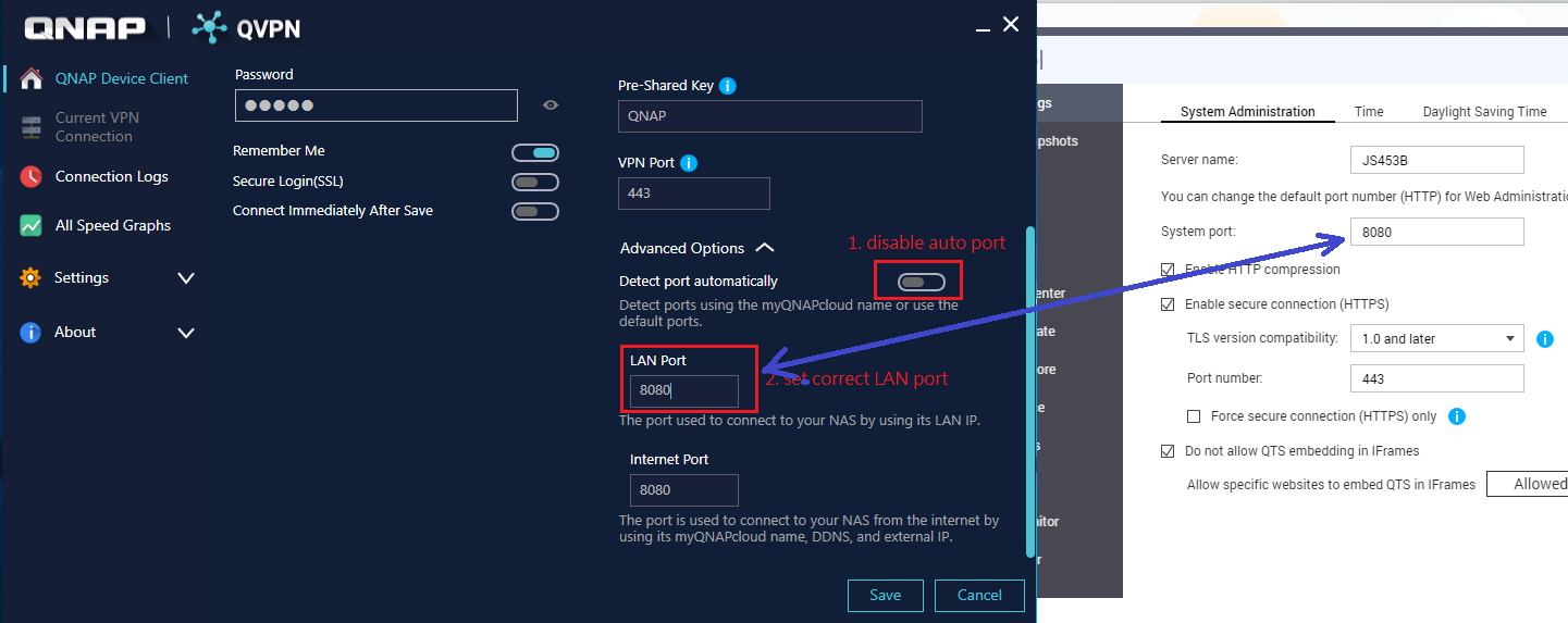 QVPN Client - limited access: cannot connect to NAS web port | QNAP (ES)
