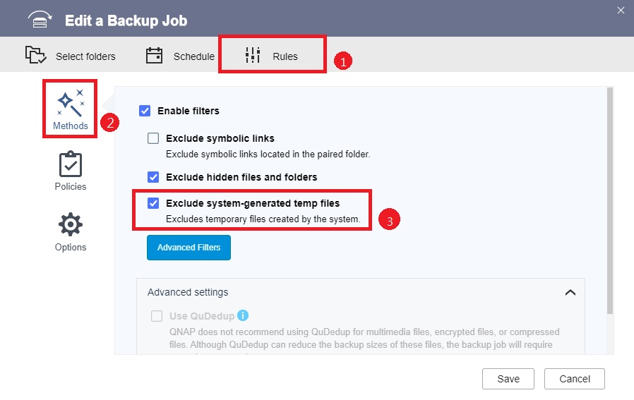 How can I exclude recycle bins in an HBS job? | QNAP (Philippines)