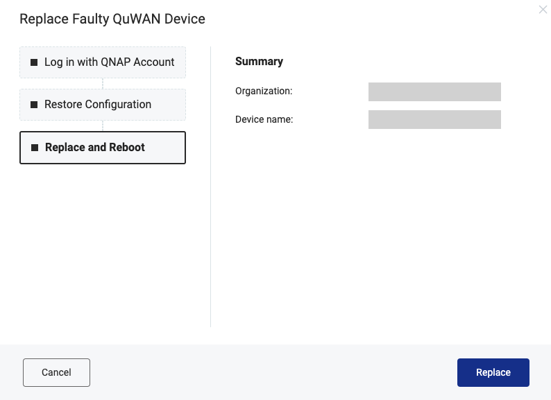 How do I replace a faulty router with a replacement router in QuWAN ...