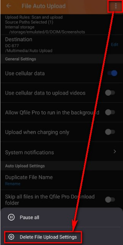 How do I change the Qfile auto upload files source folder? | QNAP