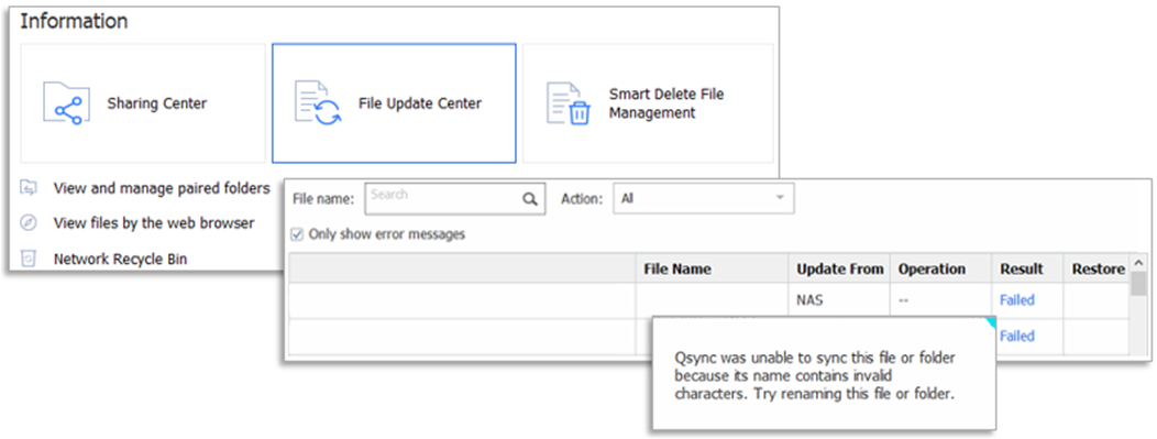 Why does Qsync Client return an invalid character error when I sync NAS ...