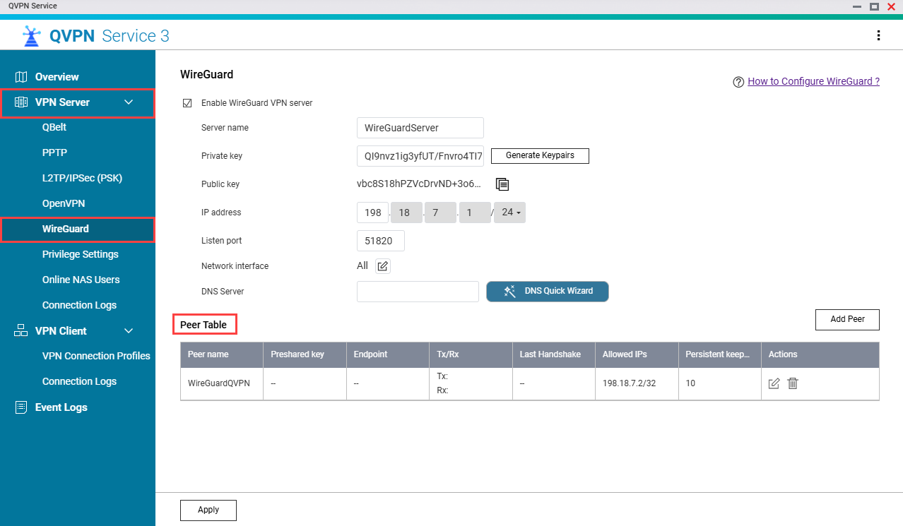 為什麼斷開連接的 WireGuard 客戶端會出現在 QVPN VPN 伺服器概覽頁面上？ | QNAP (香港)