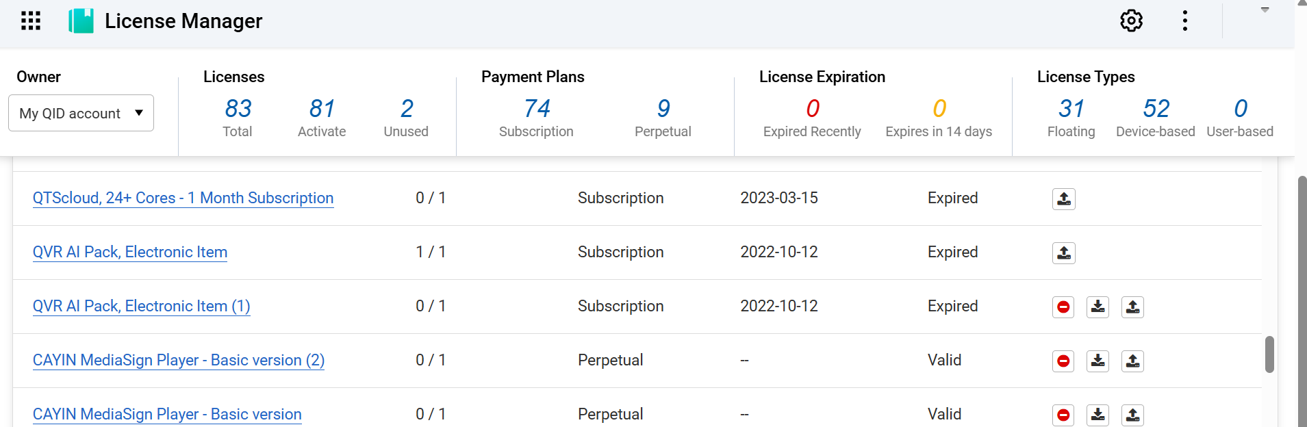 Can I delete those invalid or expired licenses from the QNAP License ...