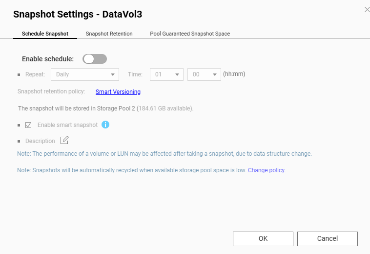 How do I disable the snapshot function and free up snapshot space? | QNAP