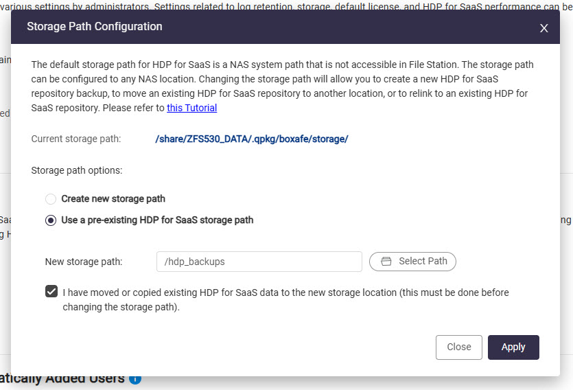 How do I set up or change the storage path in HDP for SaaS 2.0 and ...