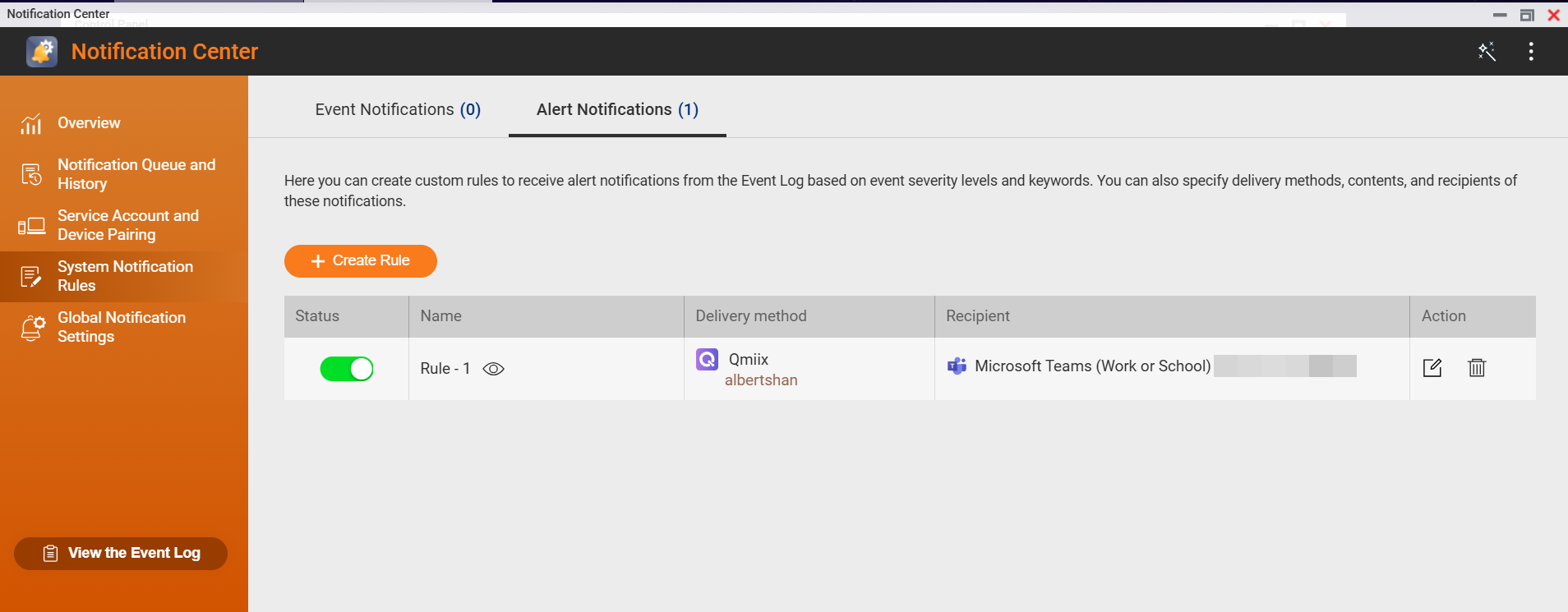 How can I use Qmiix in Notification Center to send alerts to third ...
