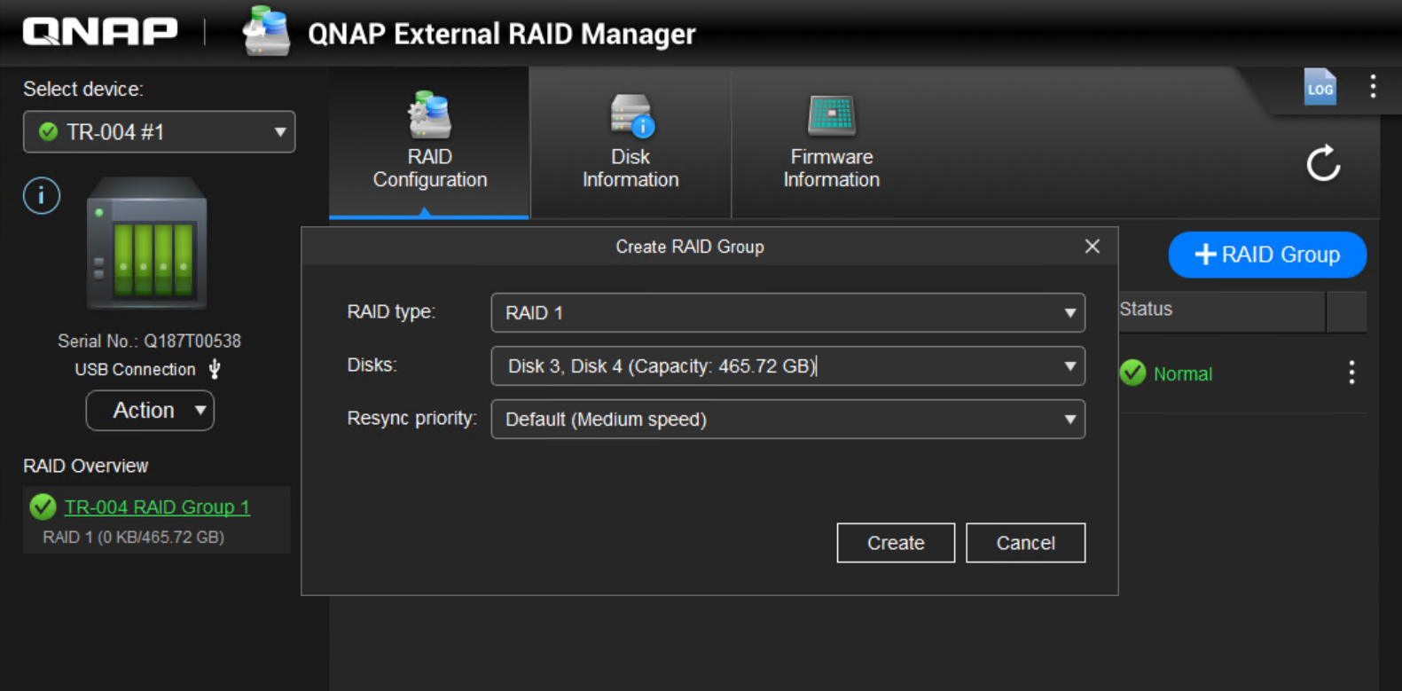 How do I set up two RAID 1 groups in TR-004? | QNAP